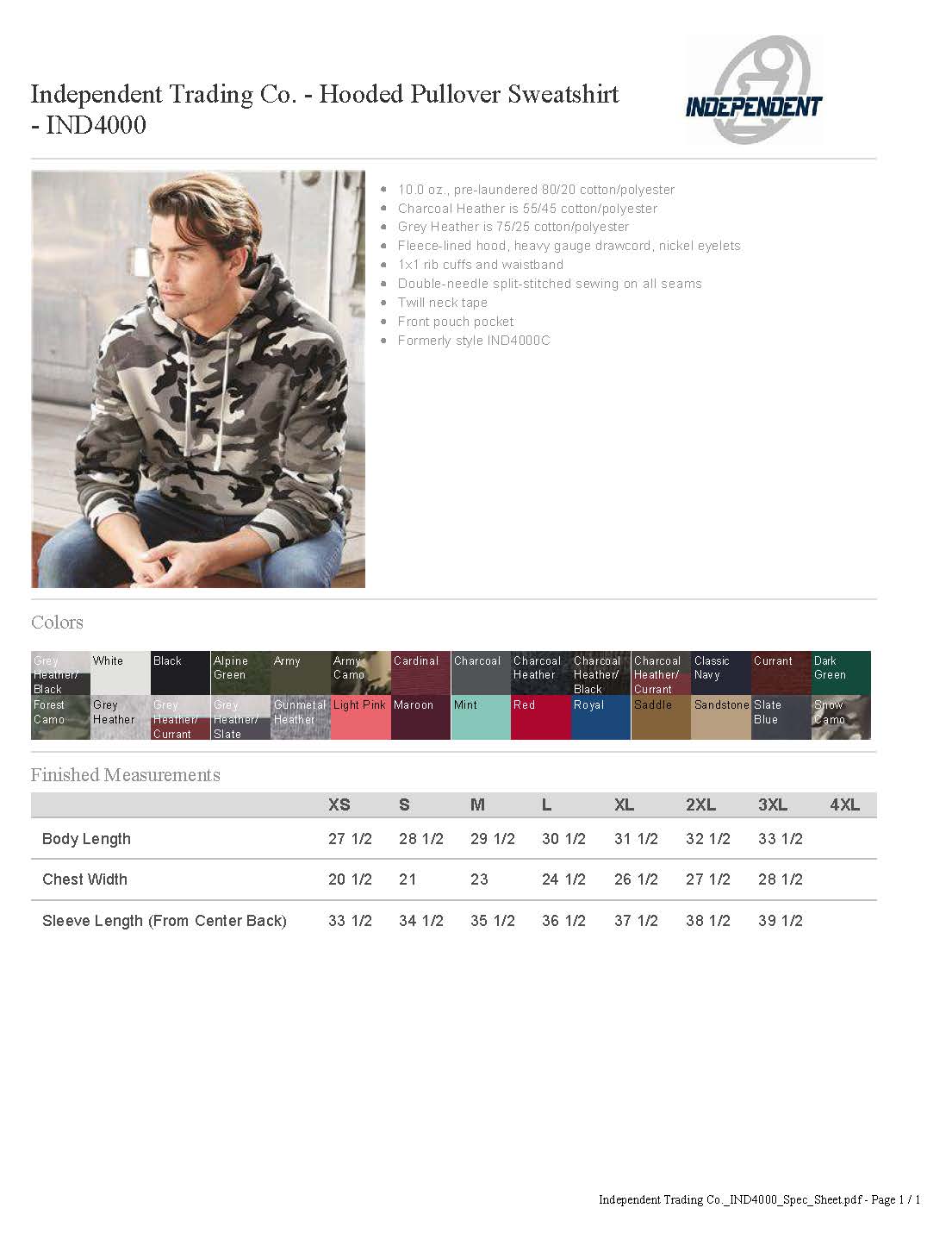 IND4000 Independent Trading Co. - Hoodied Pullover Sweatshirt