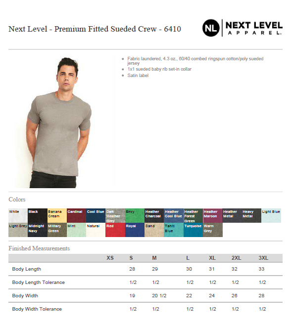 6410 Next Level Fitted Crew T; Undaunted Clothing Product Designer