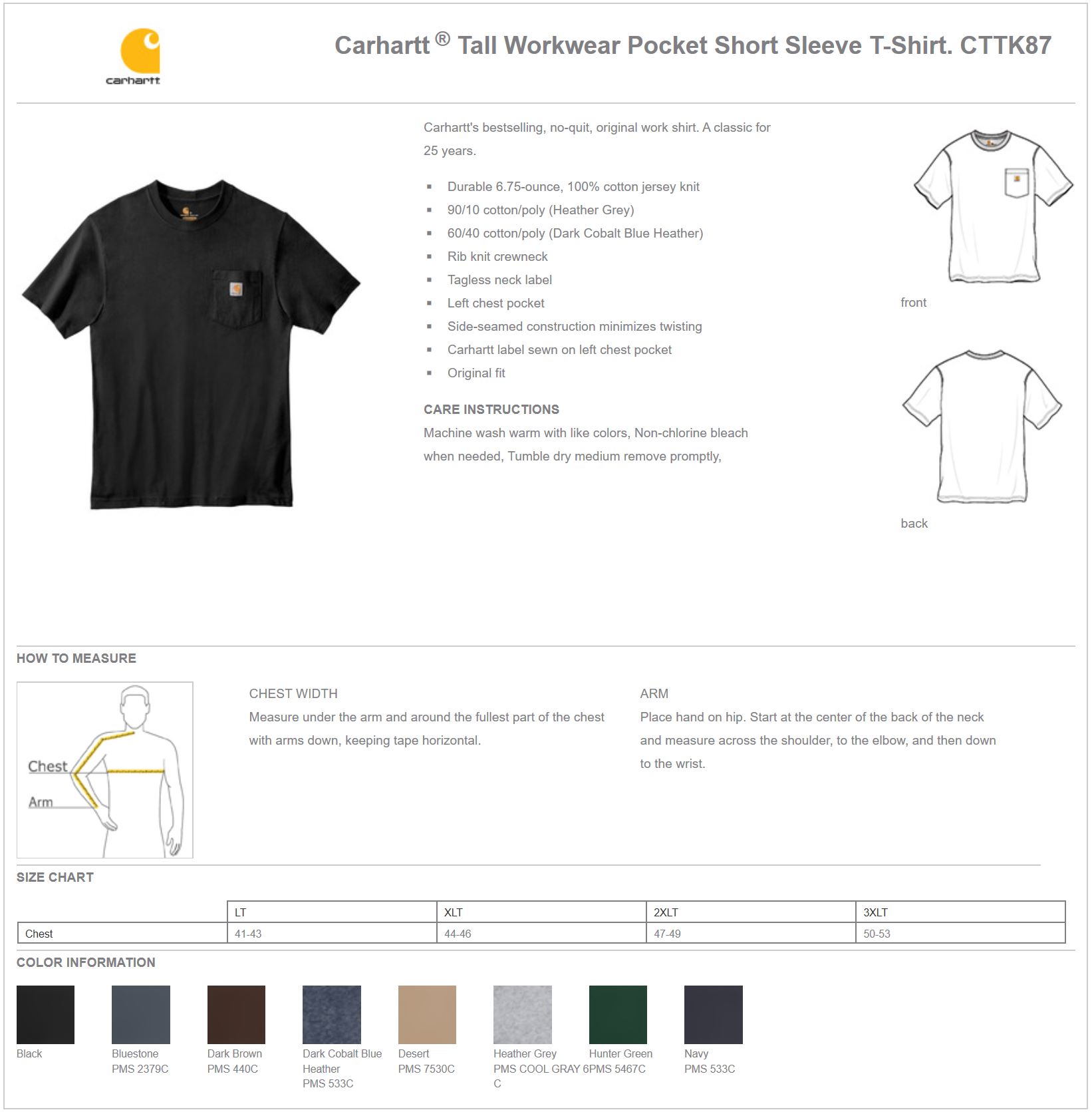 CTK87 Carhartt Workwear Pocket Short Sleeve T-Shirt