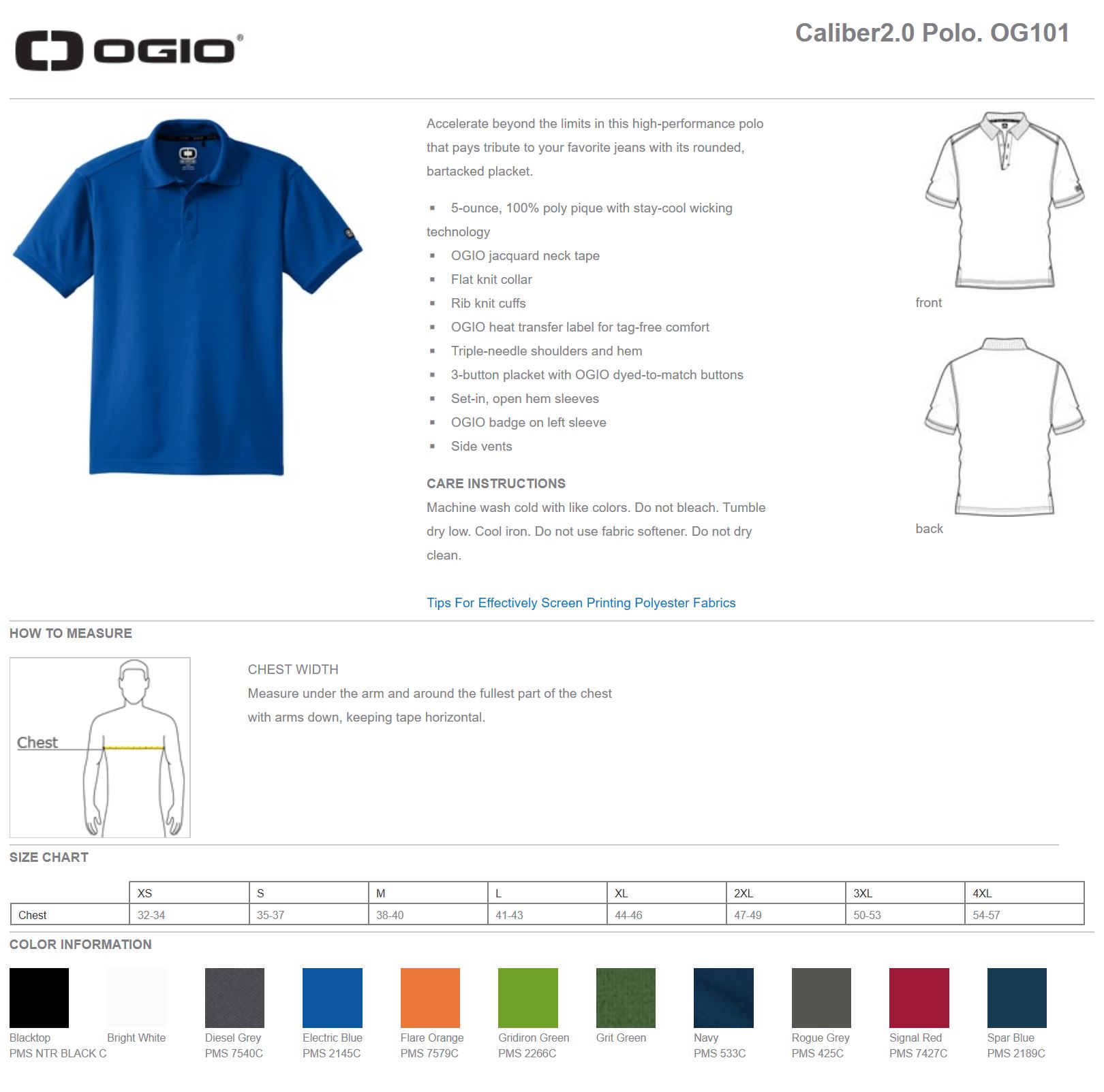 OGIO Caliber 2.0 Polo OG101 - Undaunted Clothing Product Designer